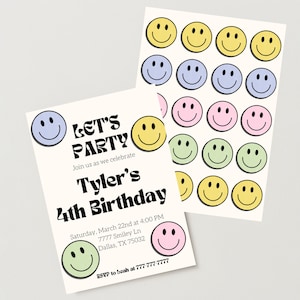 Smiley Face Birthday Invitation | Editable Template | Happy Face ...