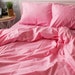 Cotton Duvet Cover Set in Pink. Duvet Cover + 2 Pillowcases. Twin Full ...