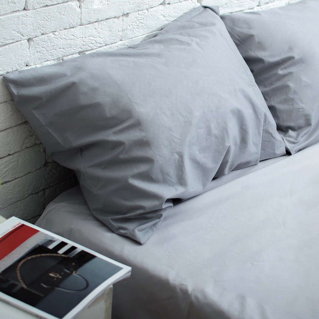 Natural Cotton Duvet Cover in Gray. Twin, Full, Queen, King, Single ...
