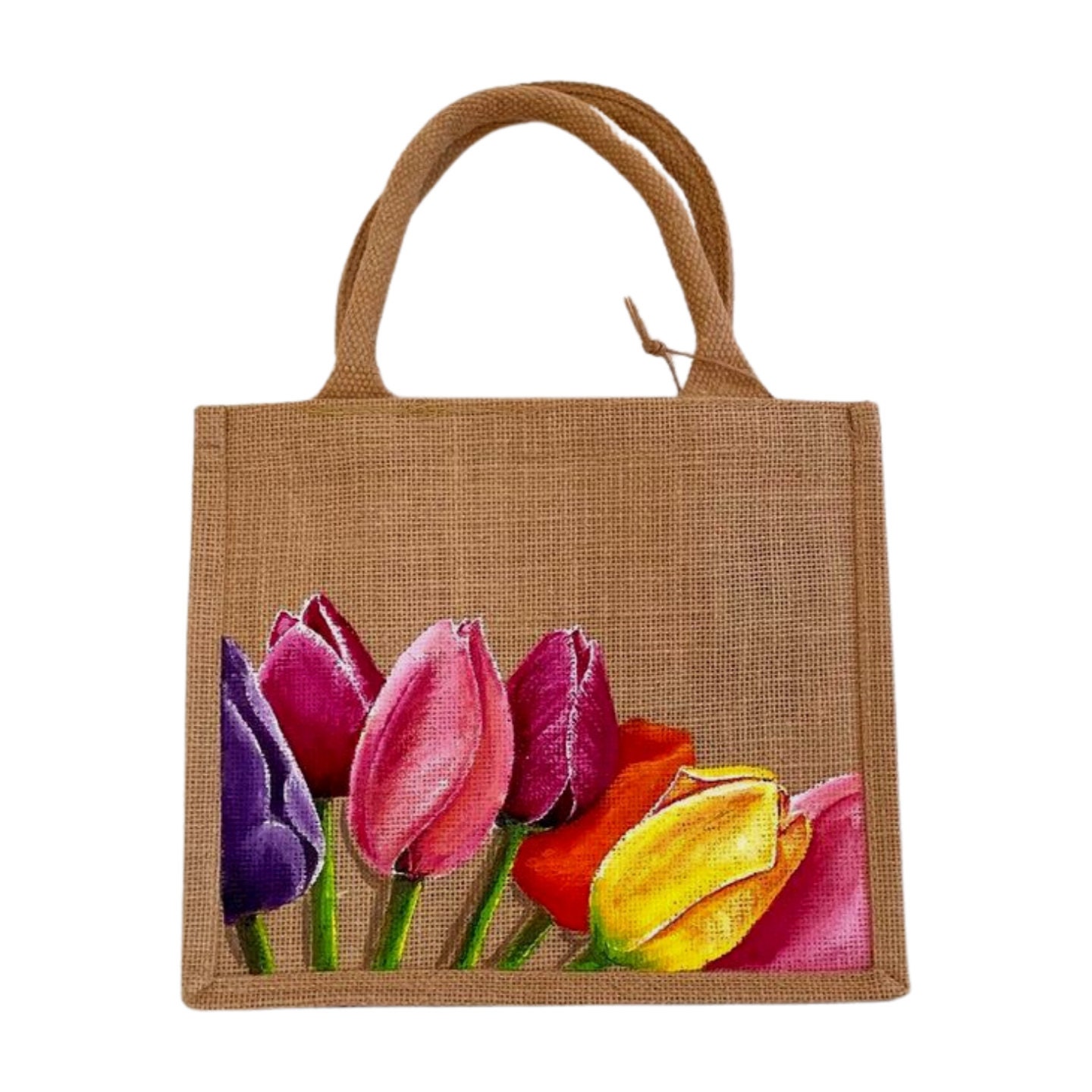 Tulip Jute Bag Handpainted for Women - Etsy
