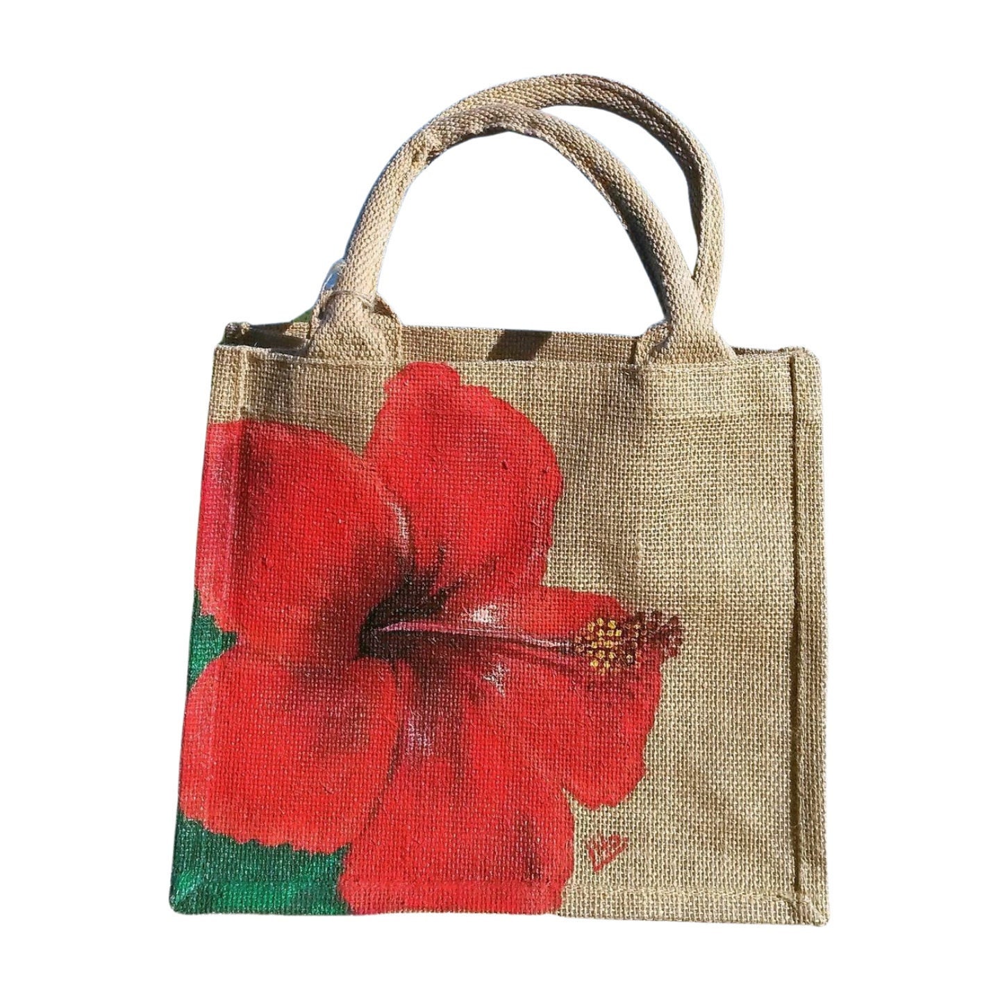 Hibiscus Hand Painted Jute Bag for Women - Etsy