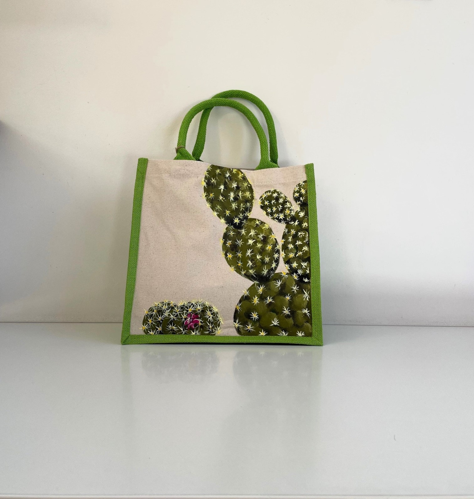 Hand-painted Cactus Bag in Jute and Cotton - Etsy
