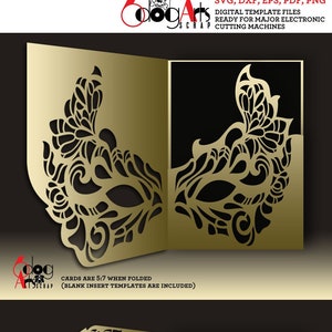 Masquerade Mardi Gras Bi-fold Sleeve Pocket Card Templates Vector ...