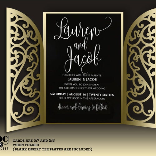 Gate-fold Card Template Digital SVG DXF Files Wedding - Etsy