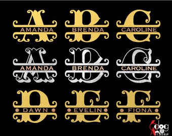 Split Monogram Letters SVG DXF Vector Cut Files Monogram | Etsy