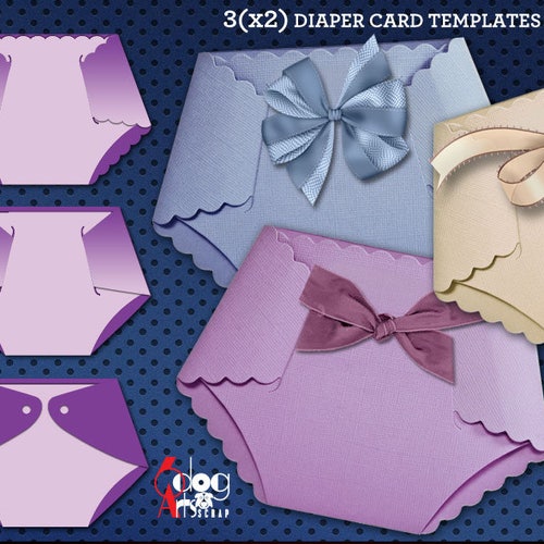 3 Diaper Card Templates Digital Cut SVG DXF Files Baby Shower | Etsy