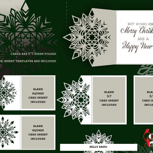 10 Snowflake Christmas Card Templates Digital Cut SVG DXF - Etsy