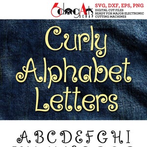 Curly Alphabet Letters SVG DXF Vector Images Printable Monogram ...