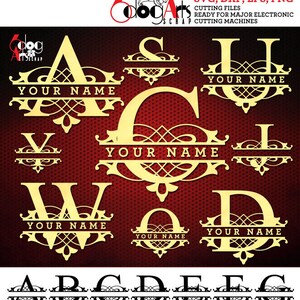 Split Monogram Letters SVG DXF Vector Files Monogram Cuttable Letters ...