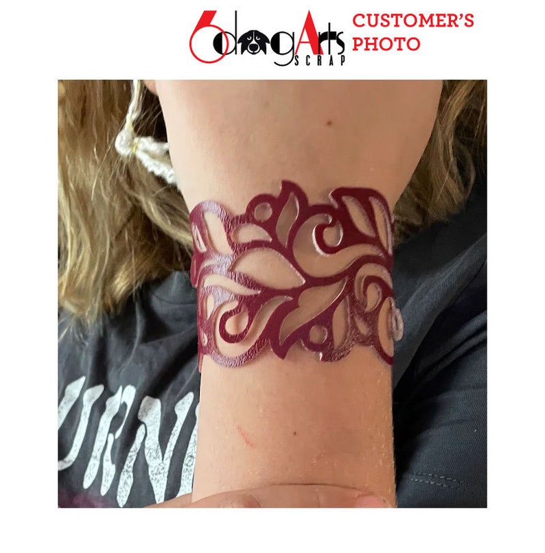 5 Floral Cuff Bracelet Leather Jewelry Templates Vector | Etsy