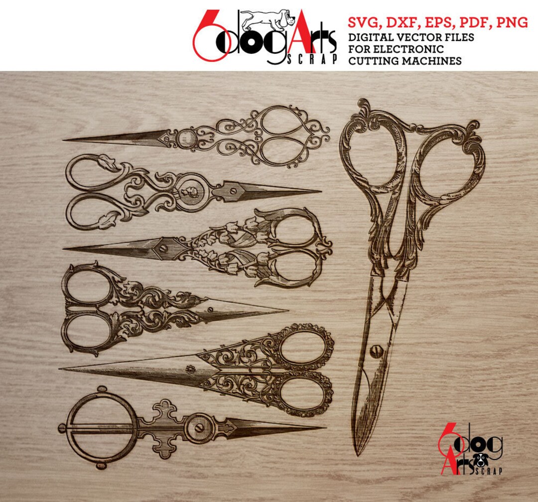 Vintage Scissors Digital Vector Files SVG DXF Glowforge Laser - Etsy