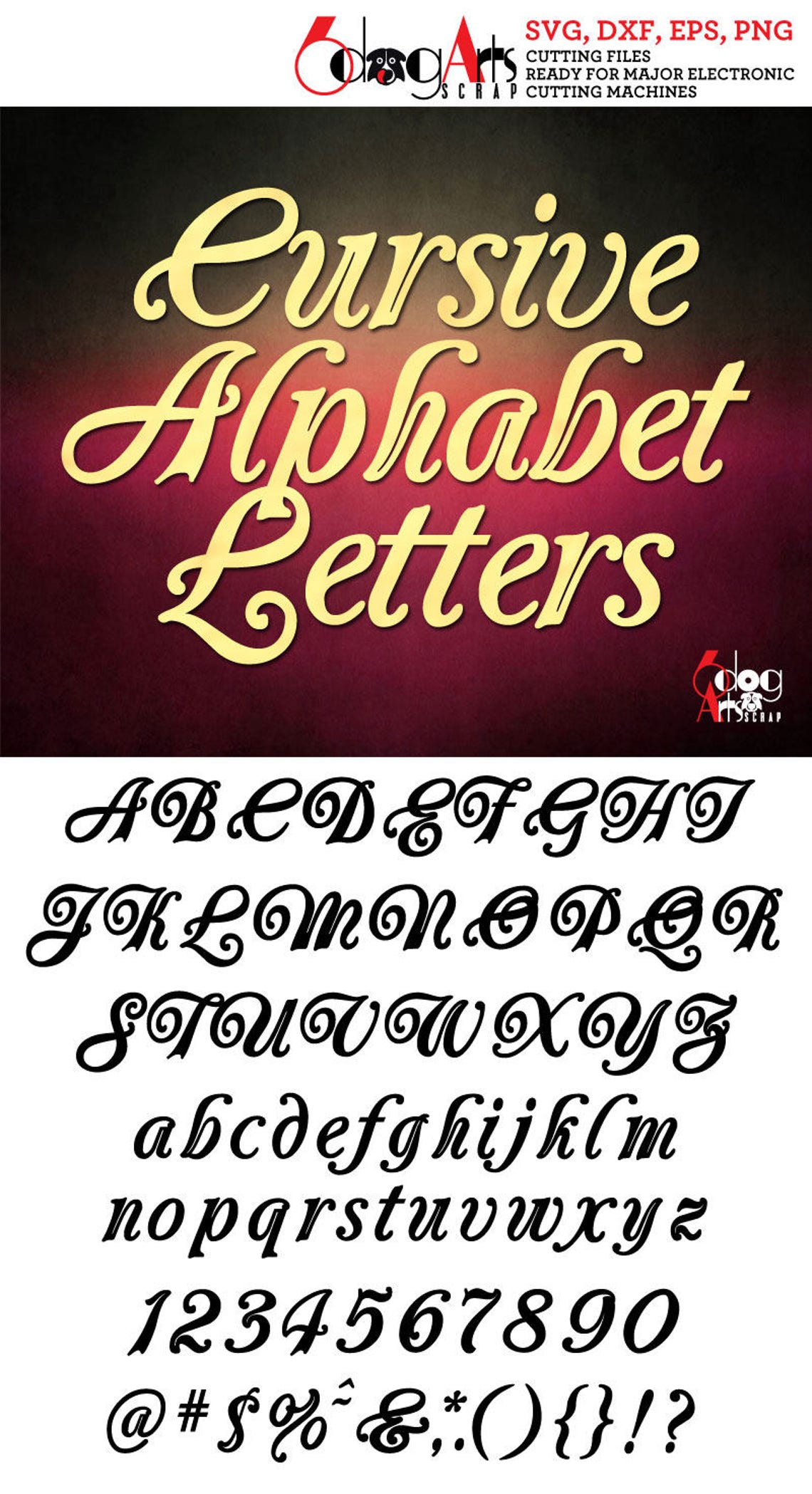 Calligraphic Alphabet Letters SVG DXF Vector Images Monogram | Etsy