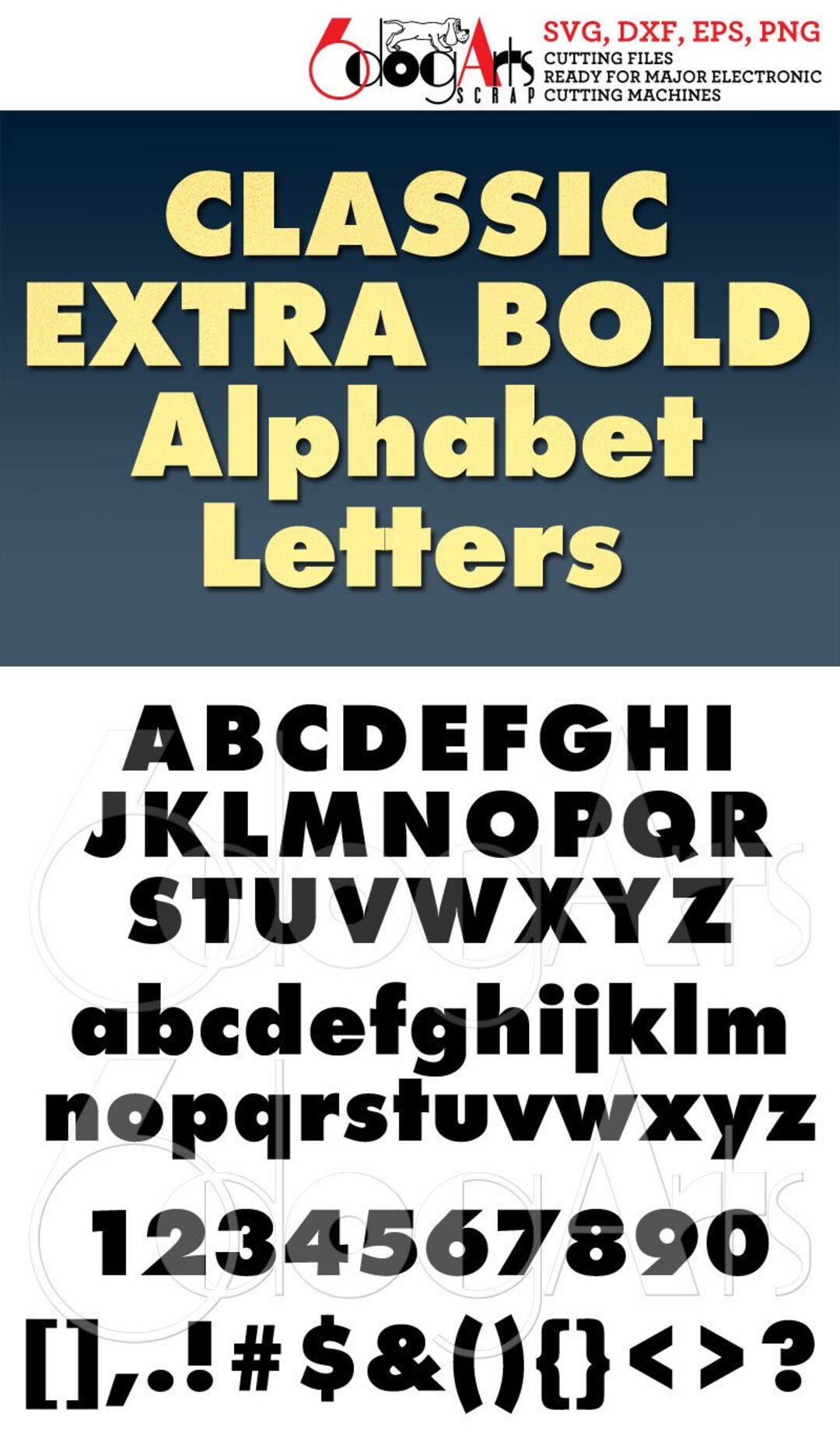 Classic Extra Bold Alphabet Digital Images Svg Dxf Eps Png Silhouette ...