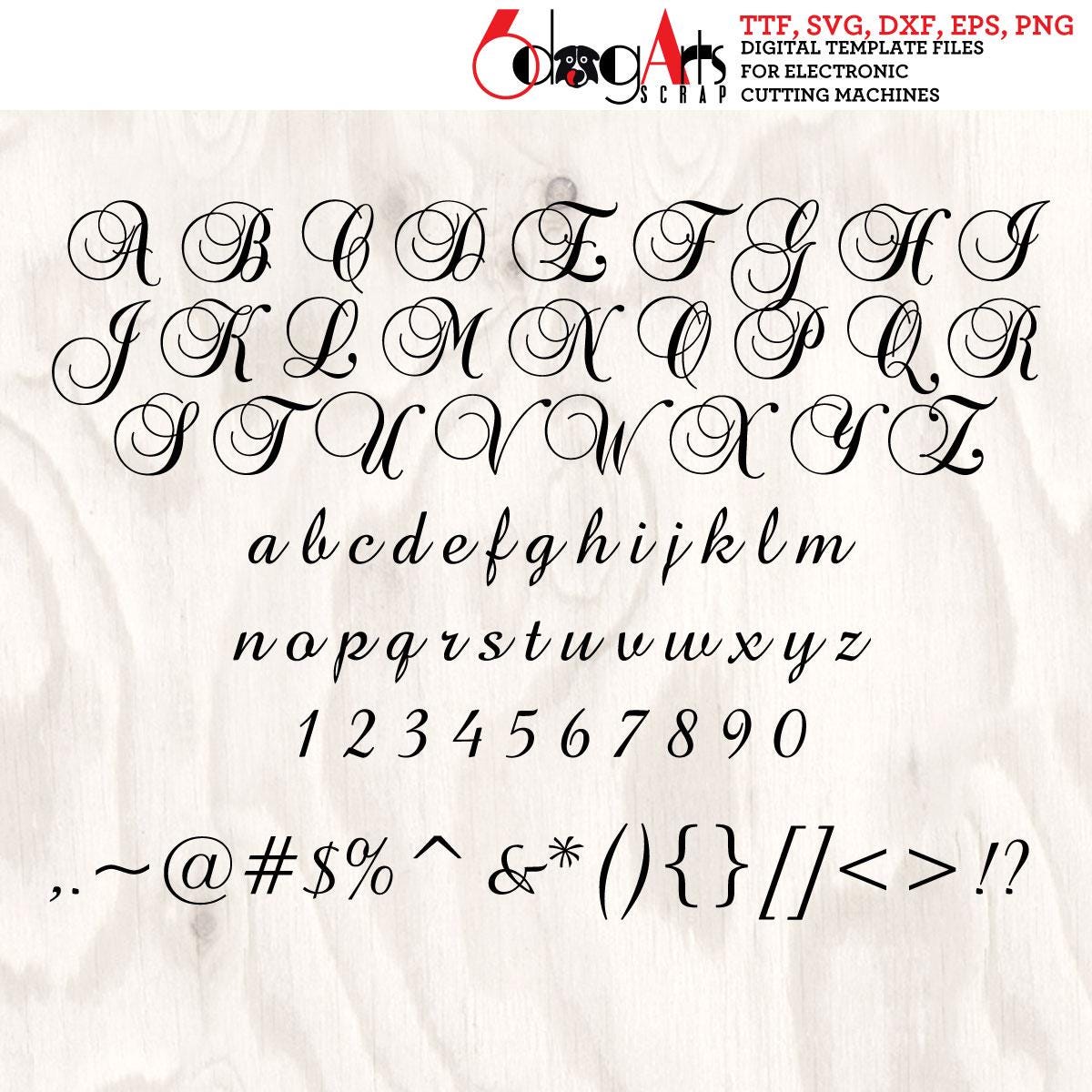 Elegant Monogram TTF Font & SVG Letters Digital Download Cutting JB-453 ...