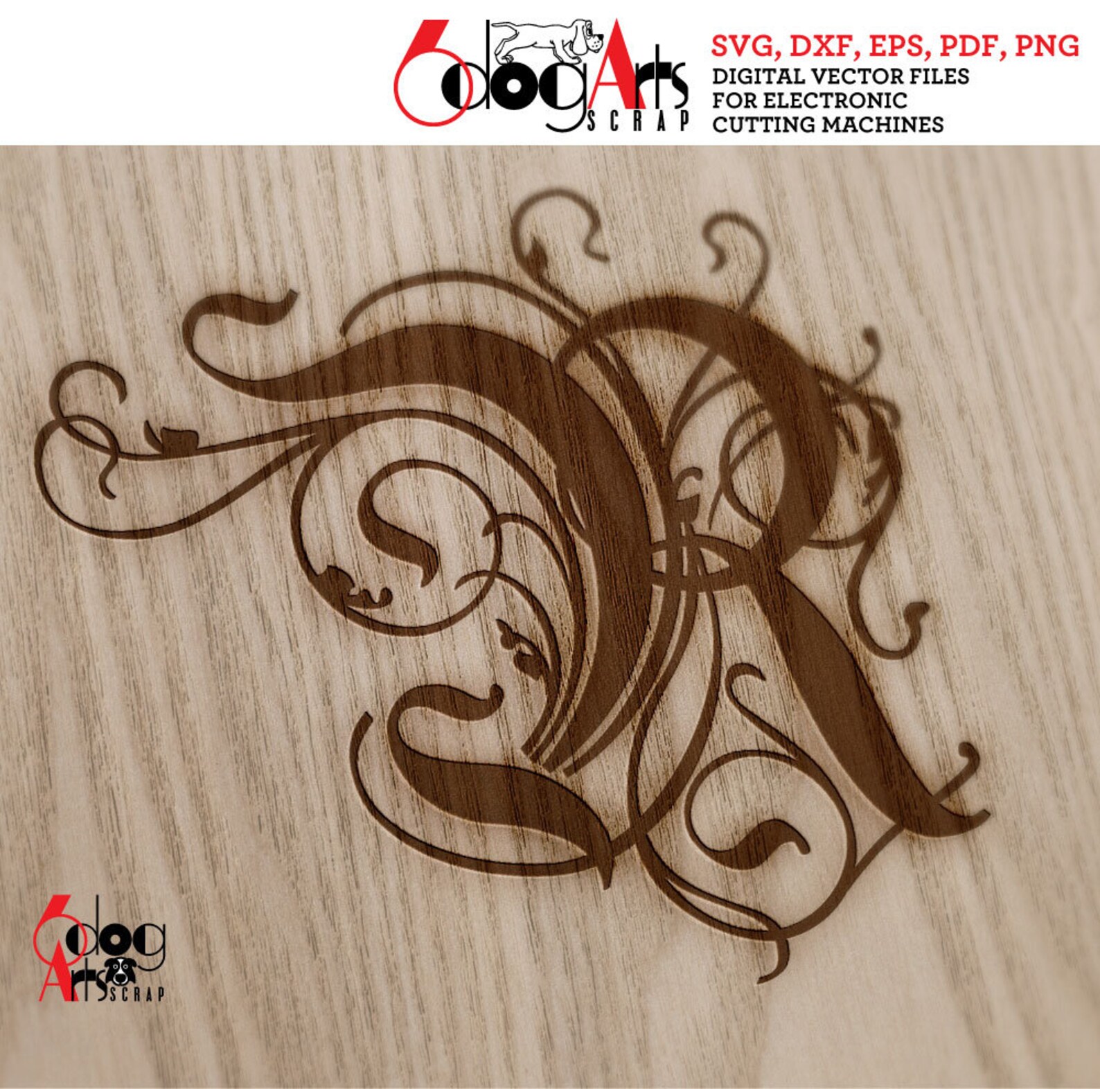 Gothic Monogram Alphabet Letters SVG DXF Pdf Eps Vector Files - Etsy