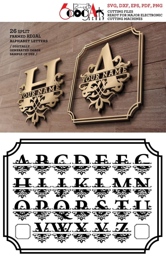 Split Monogram Letters SVG DXF Vector Cut Files Monogram Font - Etsy