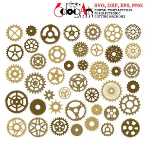 43 Steampunk Cog Gear Clip Art Digital Files SVG DXF Cuttable Printable ...