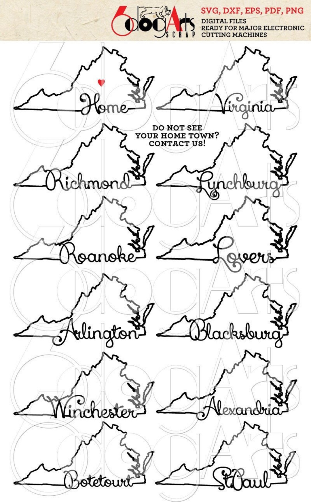 Virginia Outline Typography Files SVG DXF Silhouette Cricut - Etsy