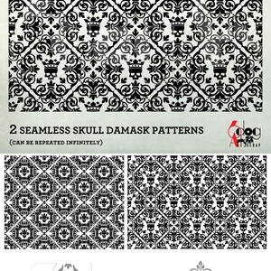 2 Seamless Skull Damask Patterns Pick-a-boo Tumbler Vinyl - Etsy