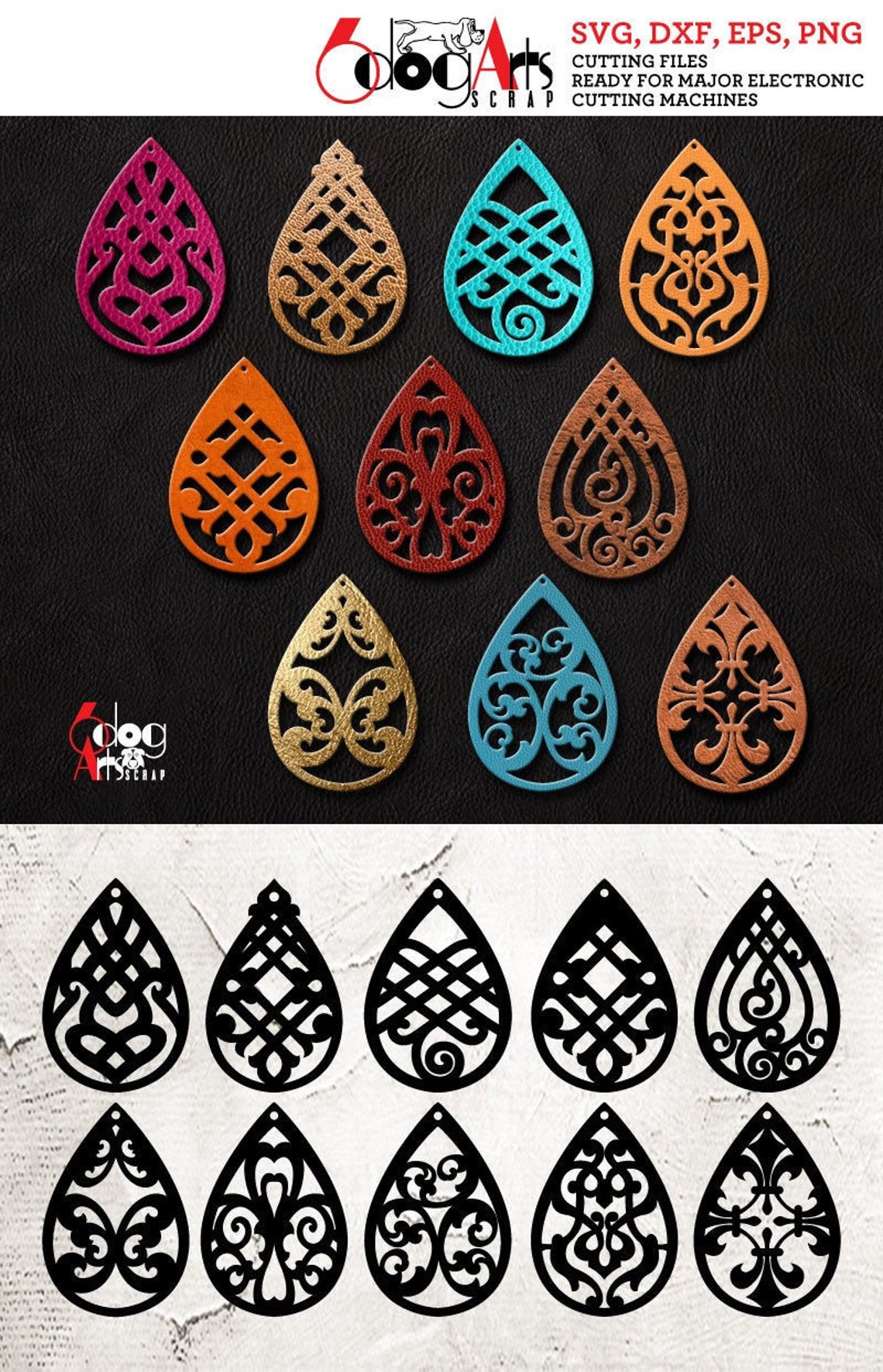 10 Earring SVG DXF Templates Diamond Wood Acrylic Metal | Etsy