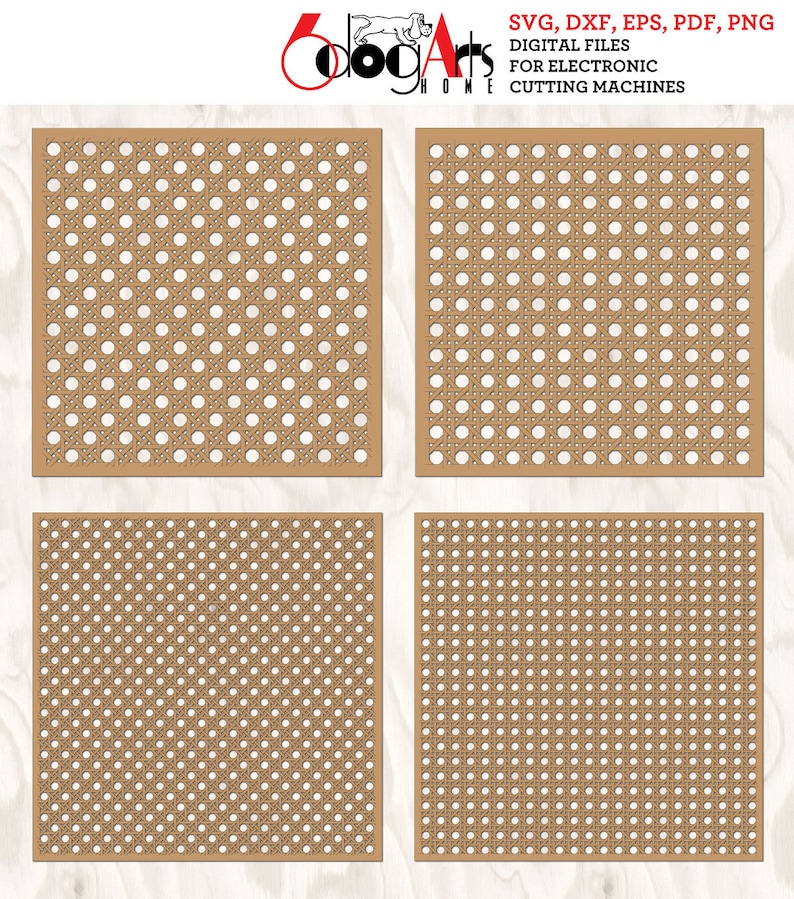 6 Score and Cut Realistic Rattan Cane Pattern Digital Templates SVG DXF ...