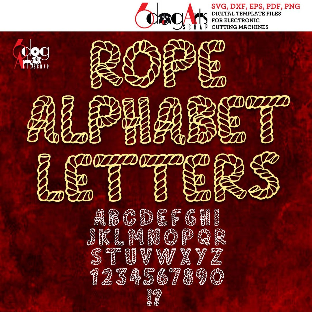 Rope TTF Font & SVG Alphabet Letters Printable Cuttable Digital ...