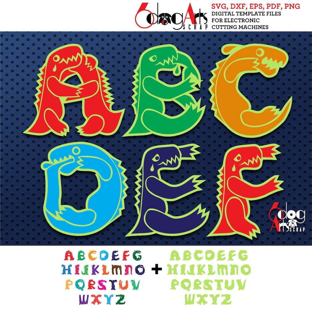 Dinosaur Alphabet Letters SVG DXF Diy Vector Images Monogram Cuttable ...