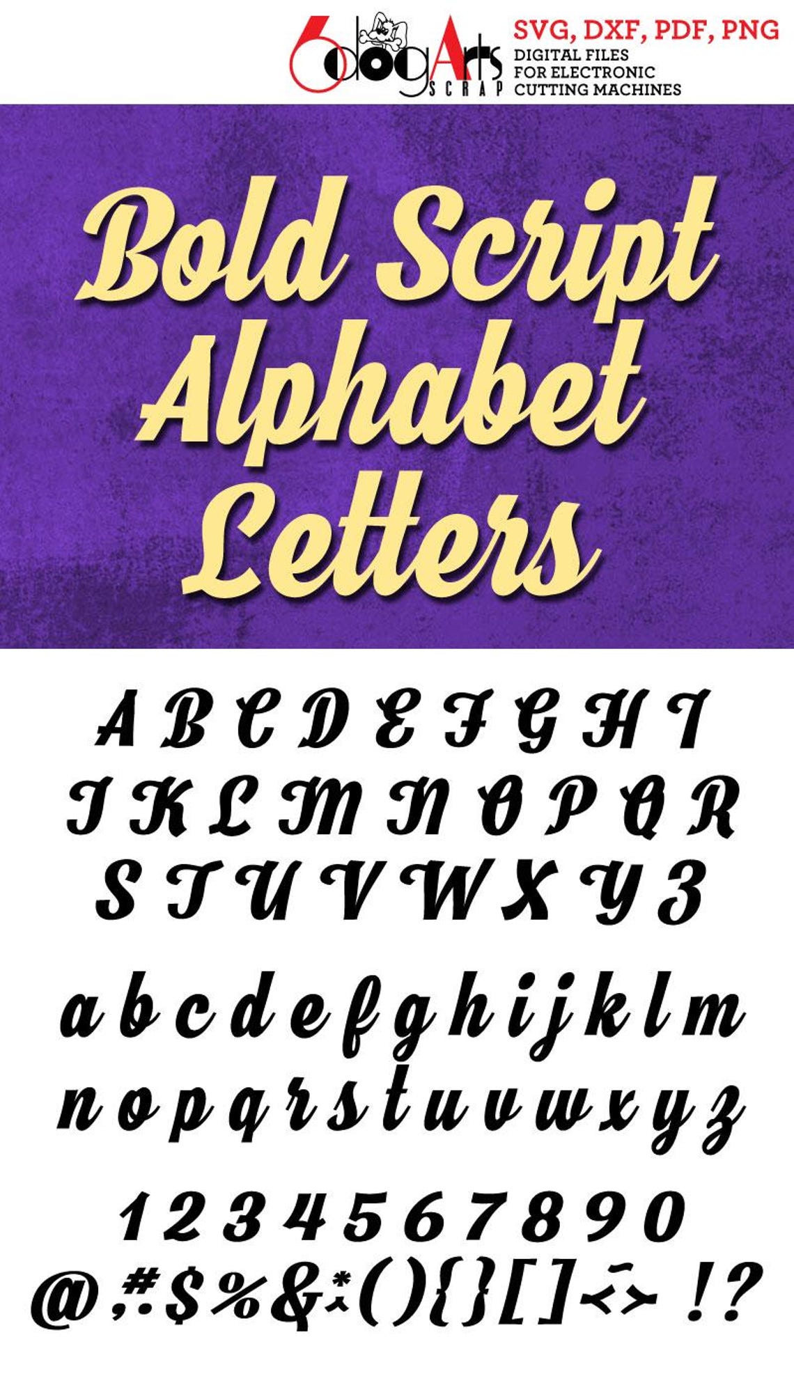 Bold Script Font & Alphabet Letters TTF, SVG for Printing, Cutting ...