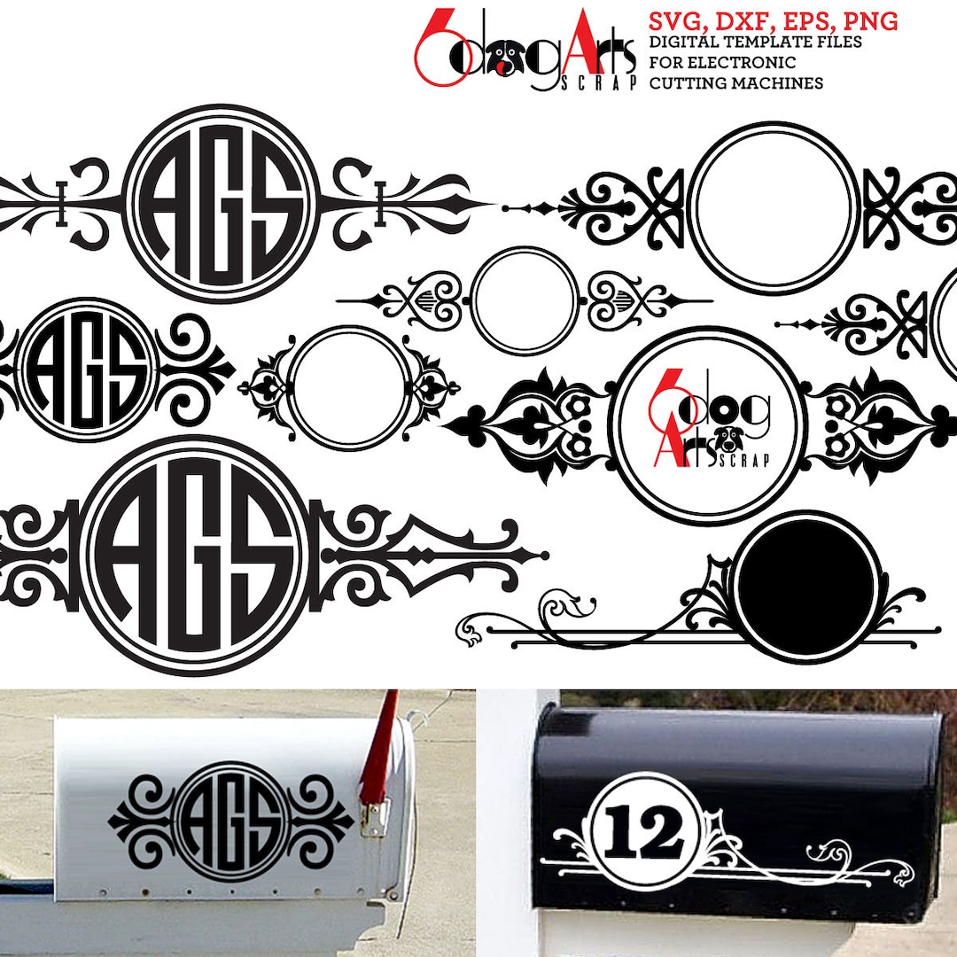 Mailbox Monogram Frames Digital Files Svg Dxf Eps Png Silhouette SCAL ...
