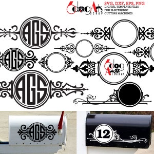 Mailbox Monogram Frames Digital Files Svg Dxf Eps Png Silhouette SCAL ...