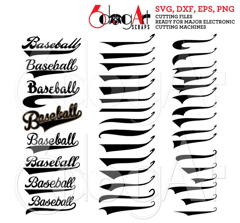 Baseball Text Tails II Digital Files Svg Dxf Eps Png - Etsy