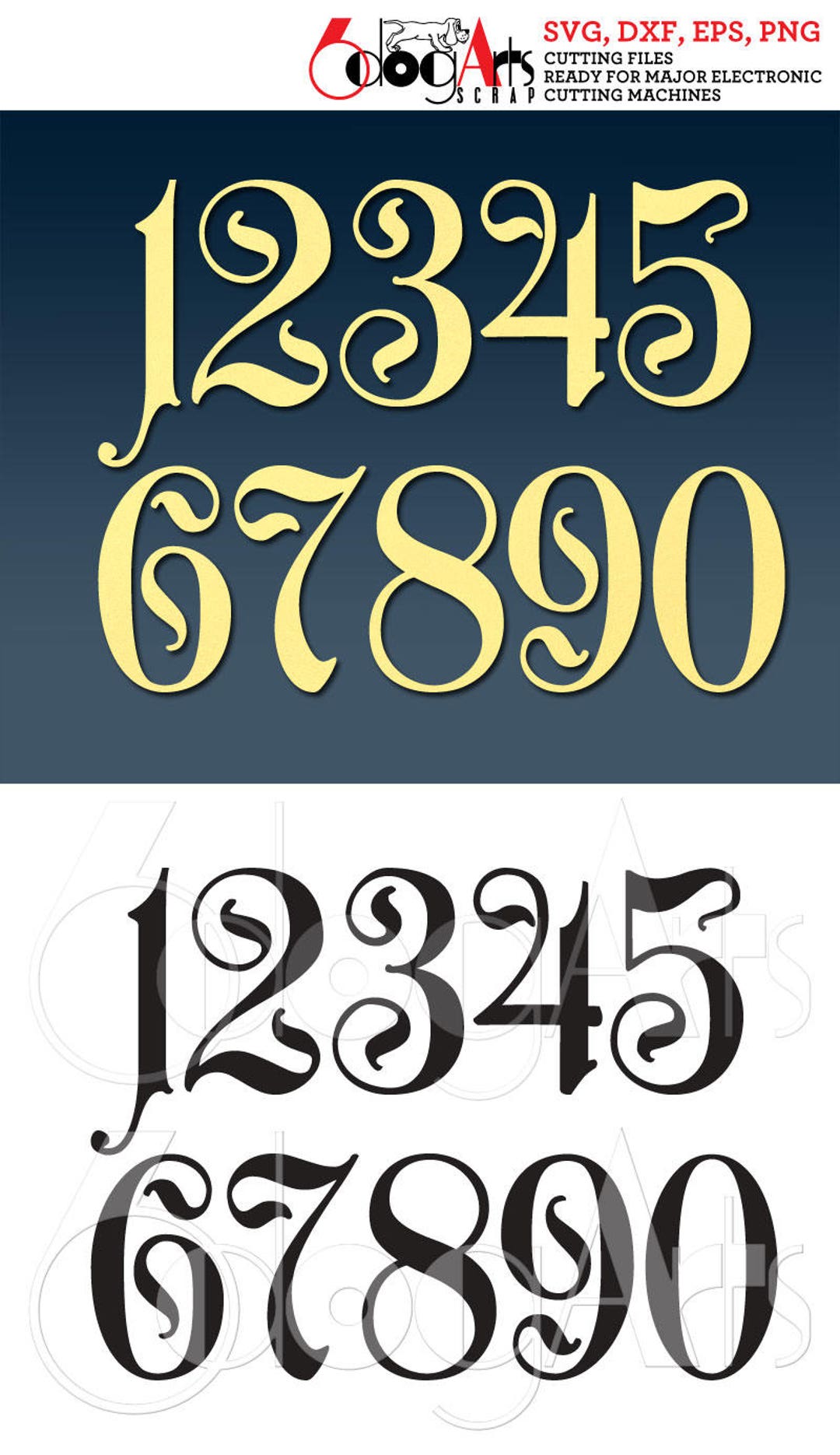 Numbers Digital Images Svg Dxf Eps Png Silhouette SCAL Cricut - Etsy