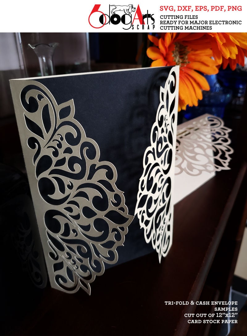 Lace Envelope, Card Templates Digital Cut SVG DXF Files Wedding ...