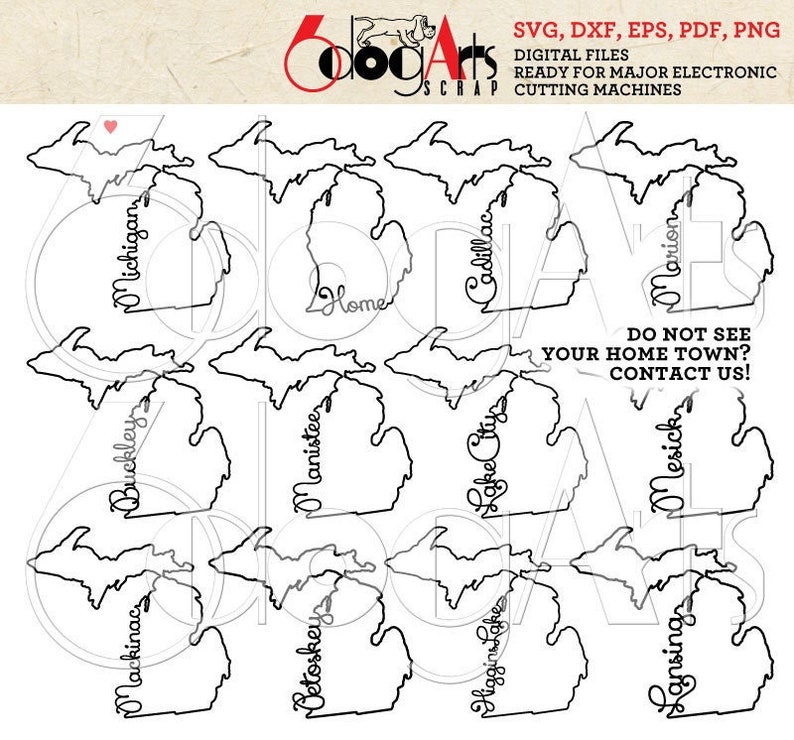 Michigan Outline Typography SVG DXF Digital Files Silhouette - Etsy