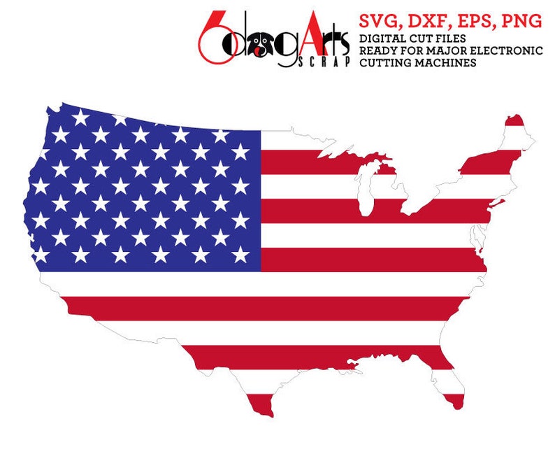 USA Map Flag SVG Dxf Vector Files Cuttable Designs Vinyl Iron - Etsy