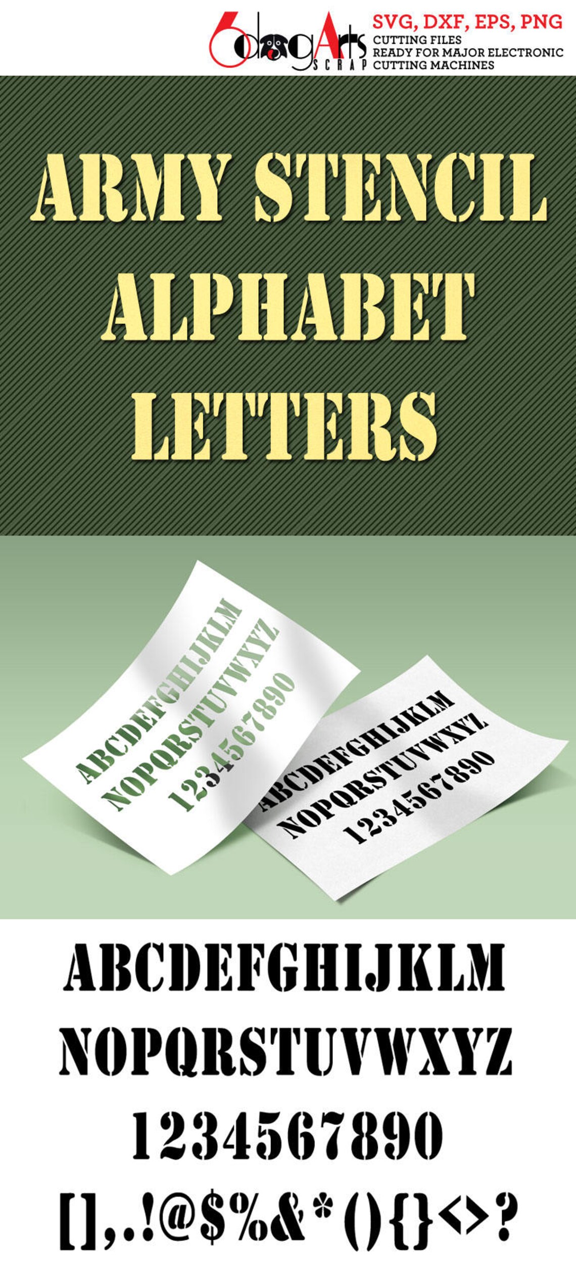 Plantilla del ejército letras imágenes digitales Svg Dxf Eps - Etsy México