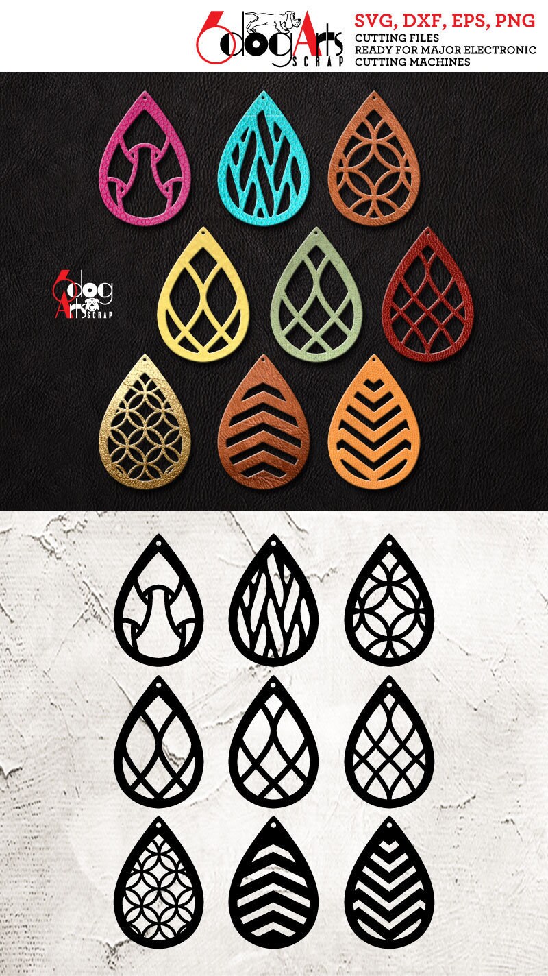 6 Leather Wood Earring Templates Vector Digital SVG DXF Jewelry Cut ...