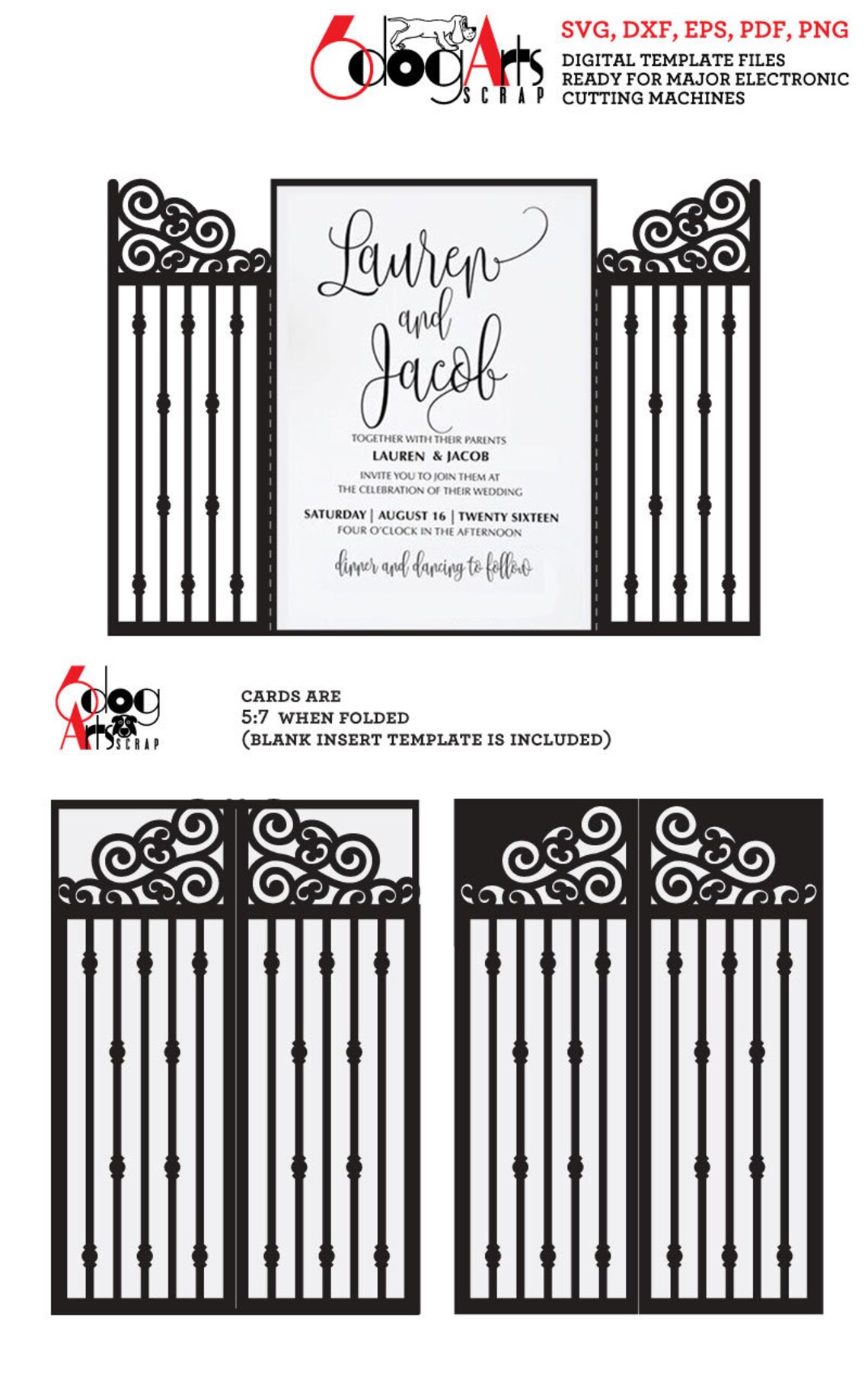 Gate-fold Card Template Digital SVG DXF Files Wedding | Etsy Canada