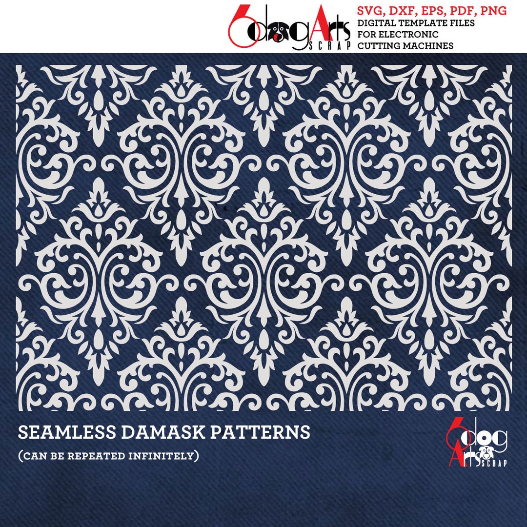 Seamless Damask Pattern Pick-a-boo Tumbler Vinyl Decal Transfer Vector ...