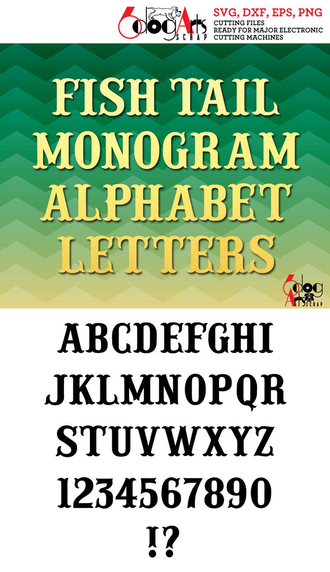 Fish Tail Alphabet Letters SVG DXF Vector Images Monogram Cuttable ...