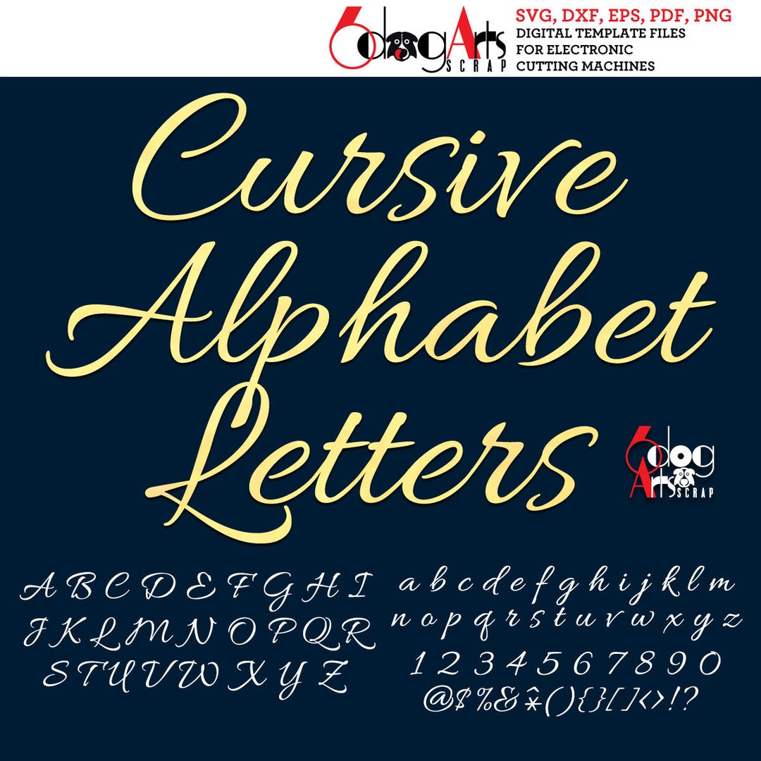 Elegant Cursive Alphabet SVG DXF Vector Images Monogram Cuttable ...