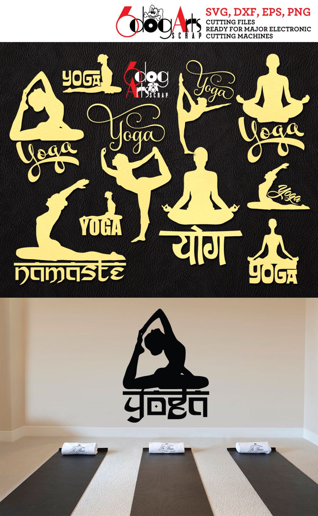 12 Yoga Logo Designs Vector Digital Files SVG DXF Download Vinyl Crafts ...