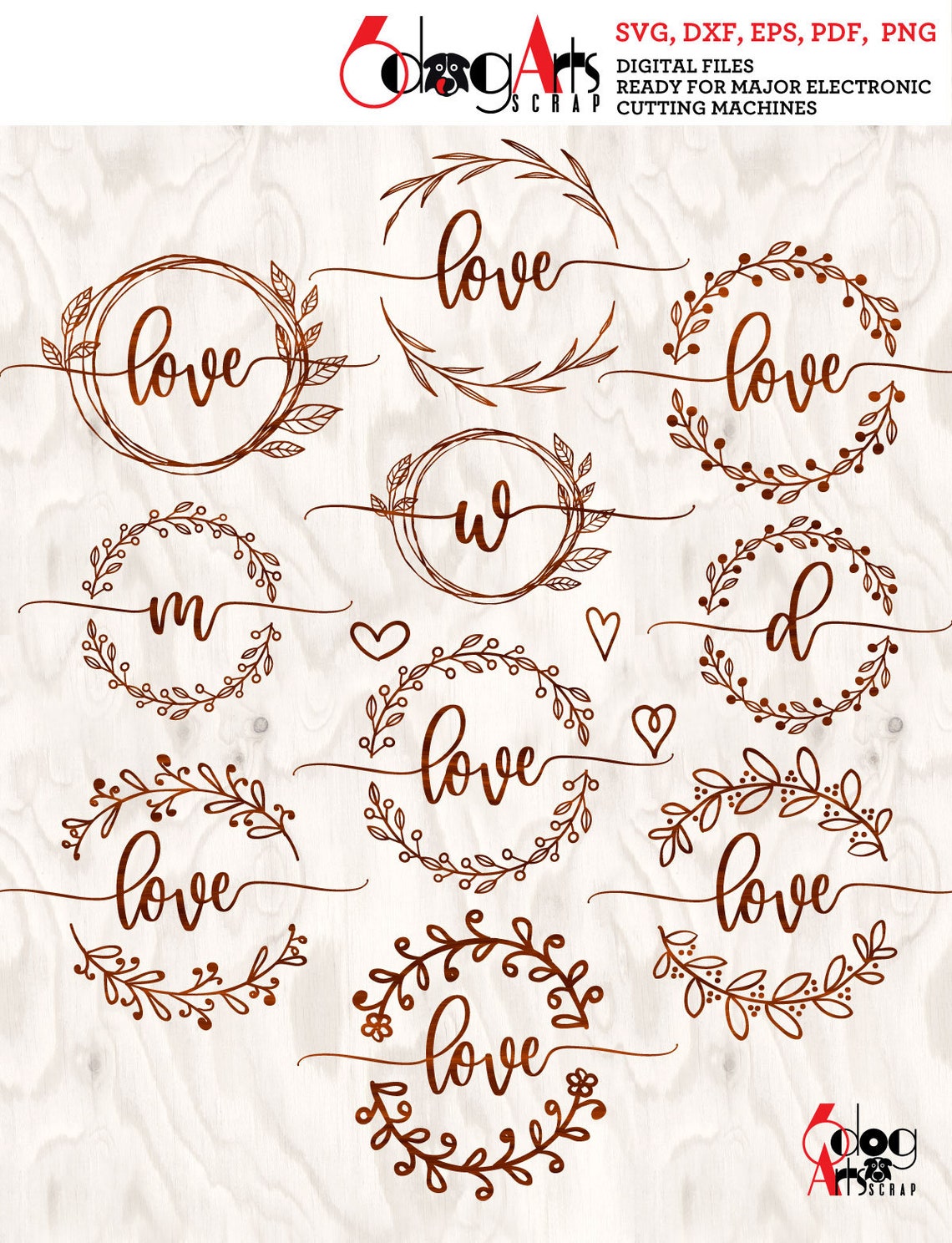 Hand Writing Alphabet Swash Letters & Floral Wreaths Frames - Etsy