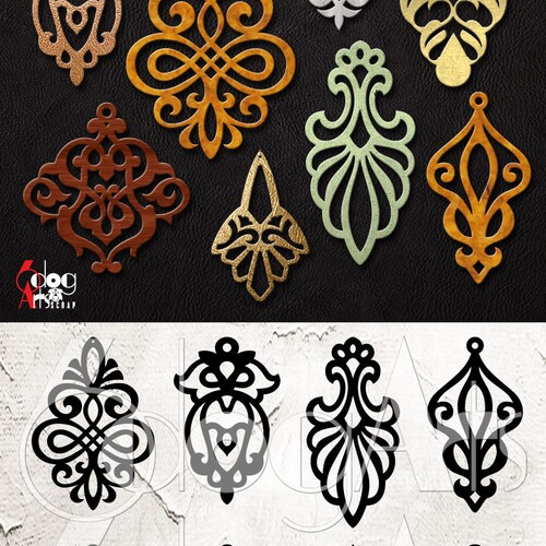 10 Earring SVG DXF Templates Damask Wood Acrylic Metal Leather - Etsy