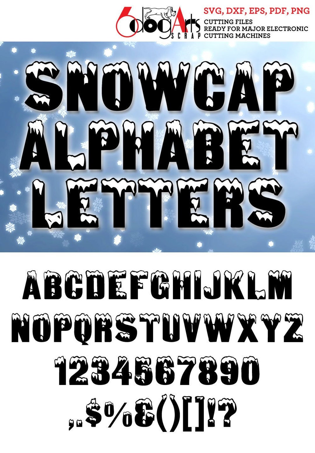 Snowcap Alphabet SVG DXF Vector Files Monogram Cuttable - Etsy