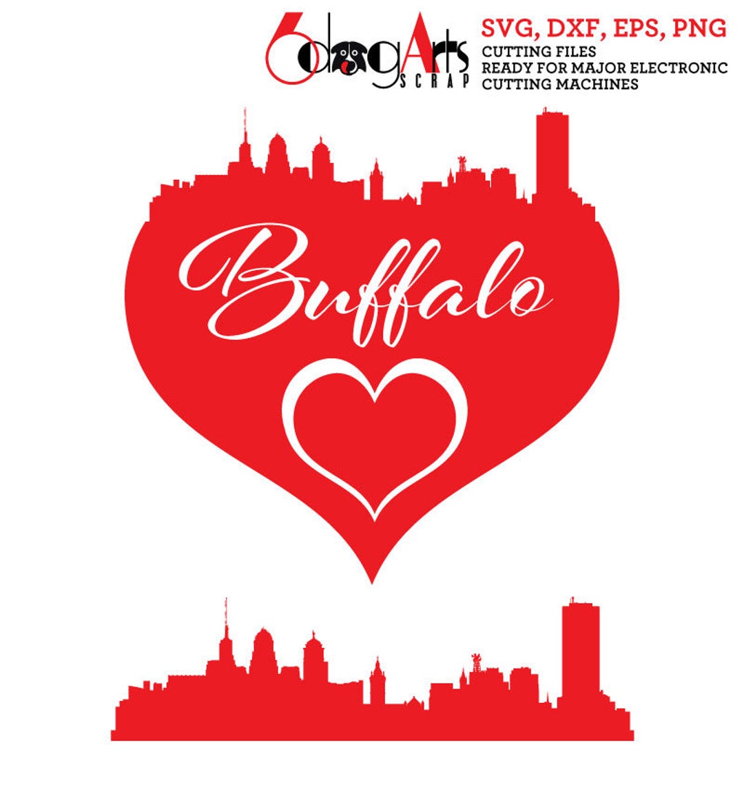 Buffalo Skyline Love Heart Digital Files SVG DXF Cuttable Designs ...