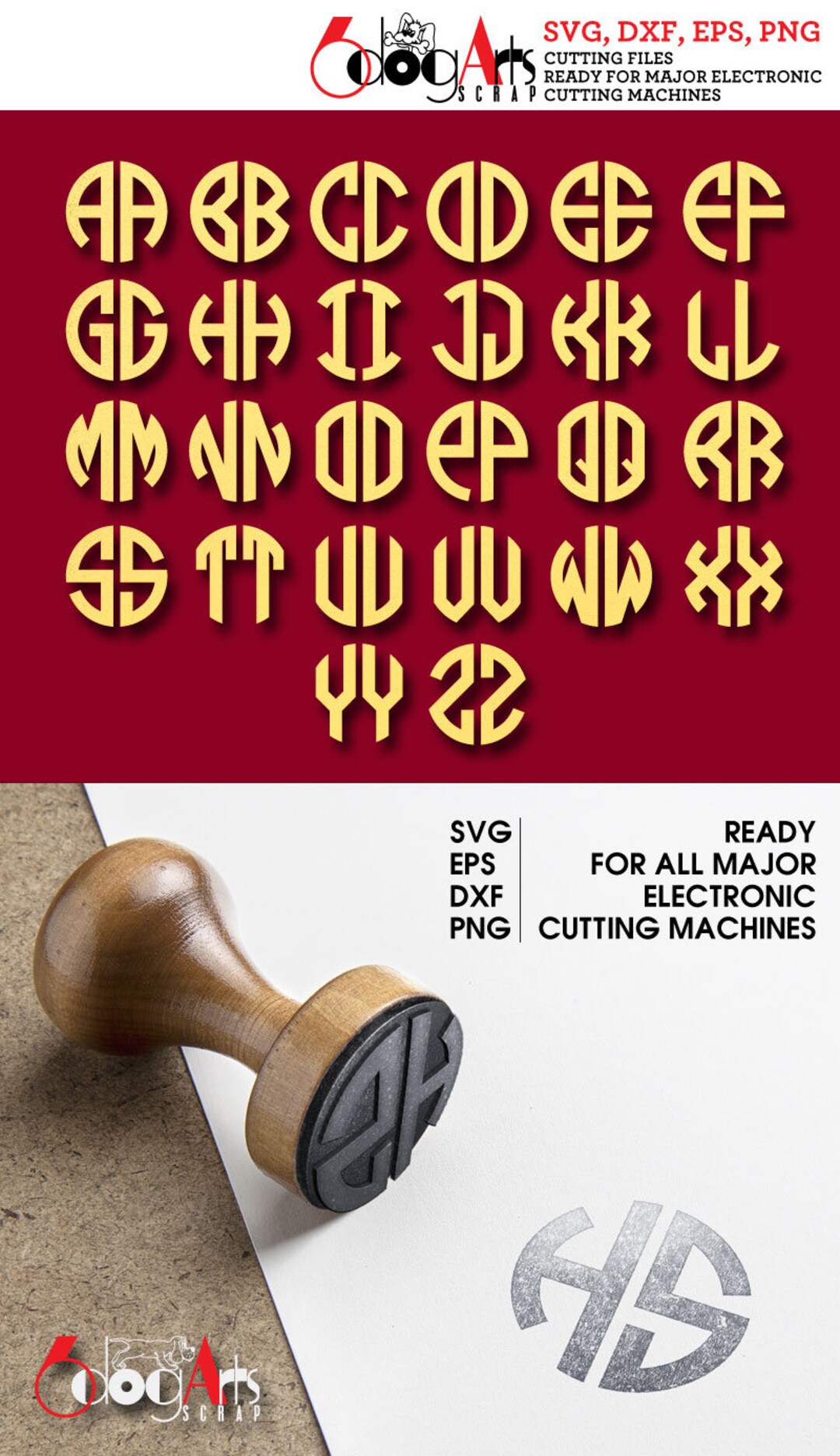 Two-letter Circle Monogram Alphabet Design Digital Files Svg - Etsy