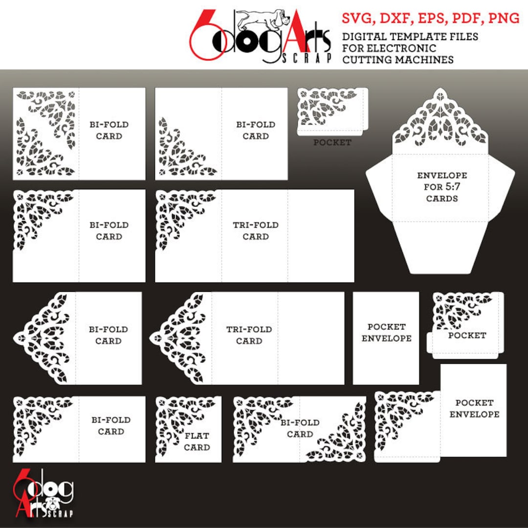 Richelieu Cutwork Wedding Invitation Scroll Card Templates Digital Cut ...