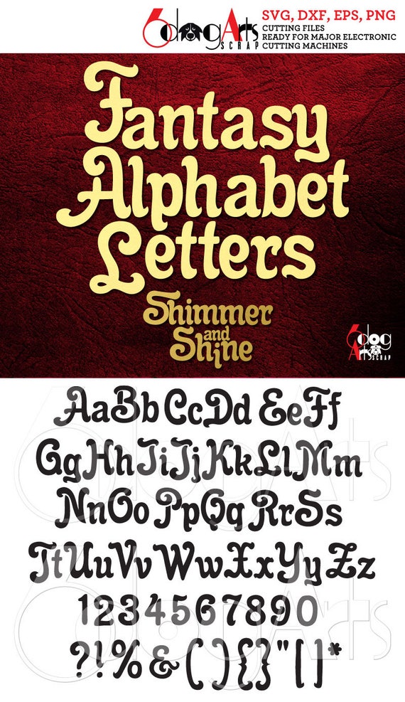Cartoon Fantasy Alphabet SVG DXF Vector Cut Files Monogram | Etsy