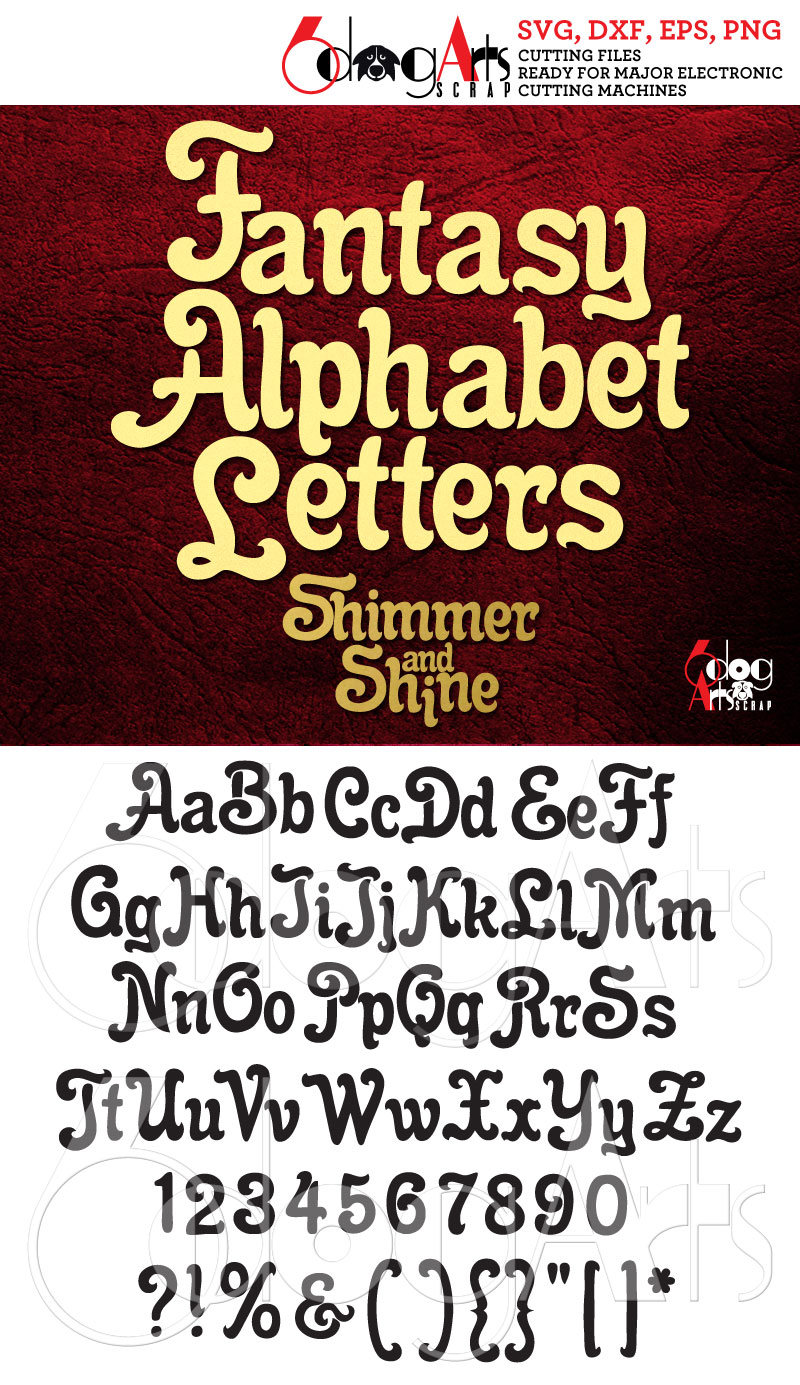 Cartoon Fantasy Alphabet SVG DXF Vector Cut Files Monogram | Etsy